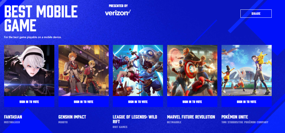 Best Mobile Game คิดว่าใครจะได้ (the game awards)