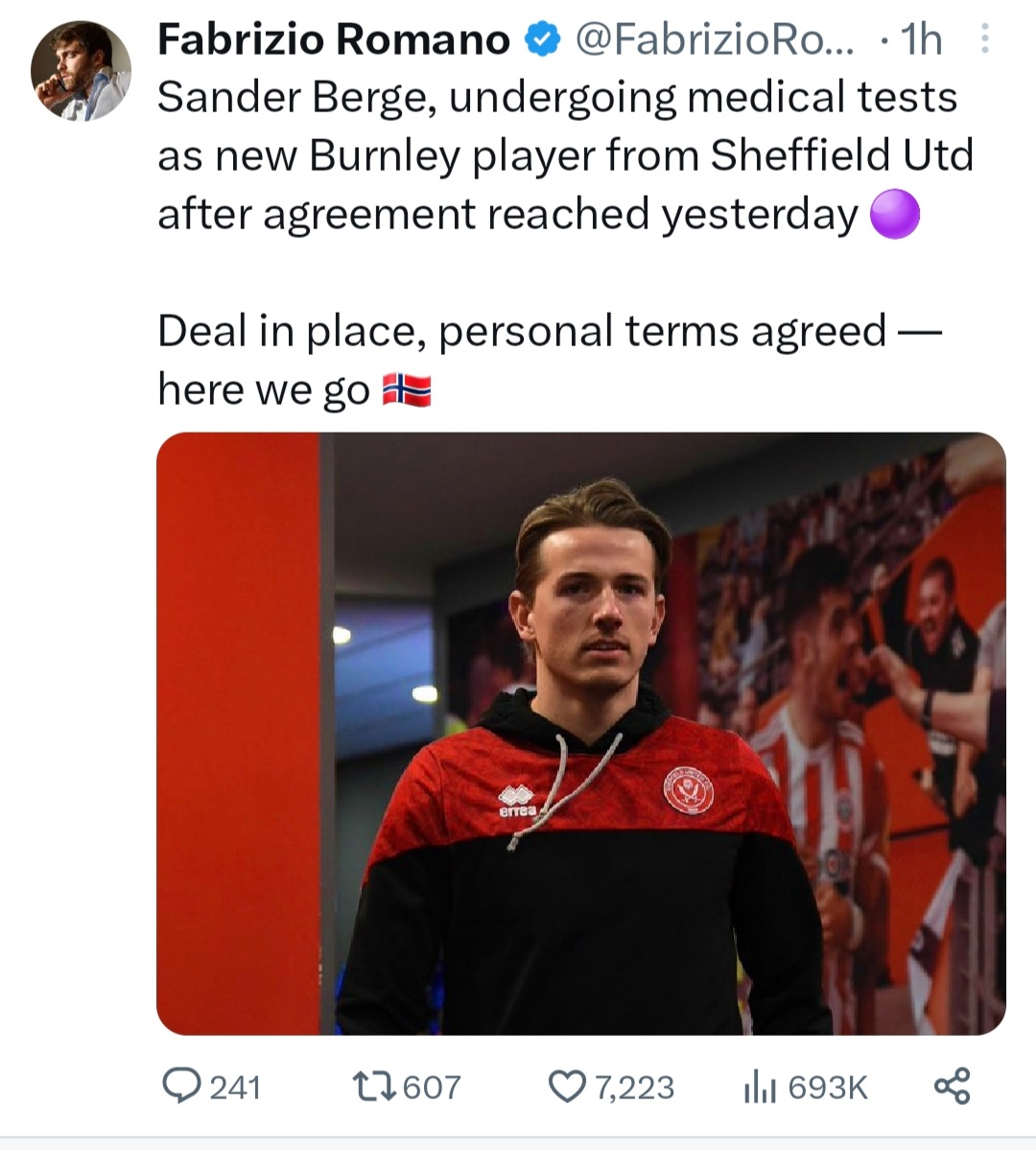 Sander Berge> Burnley here we go!