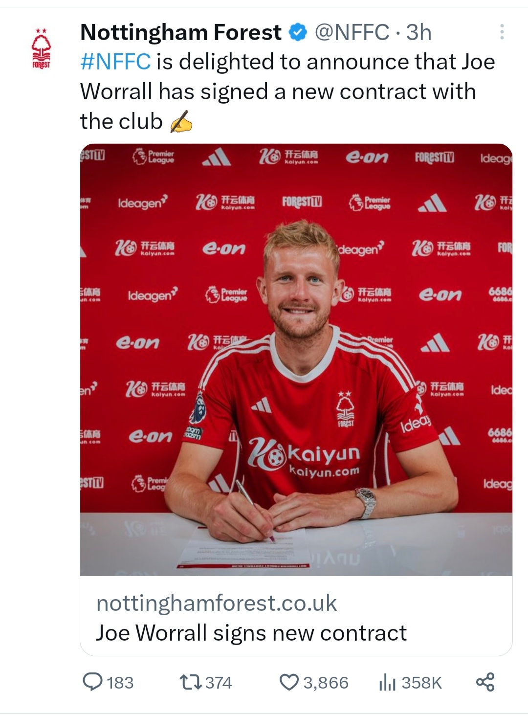 Official:ฟอเรสต่อสัญญา Joe Worrall
