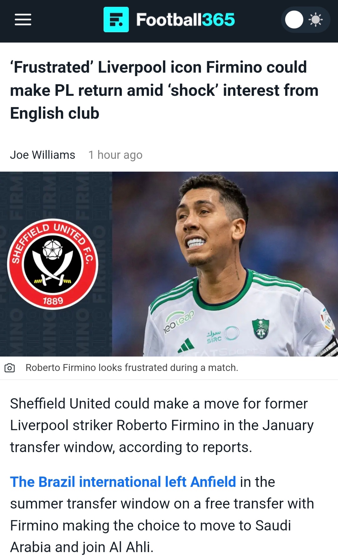 R.Firmino > Sheffield Utd.