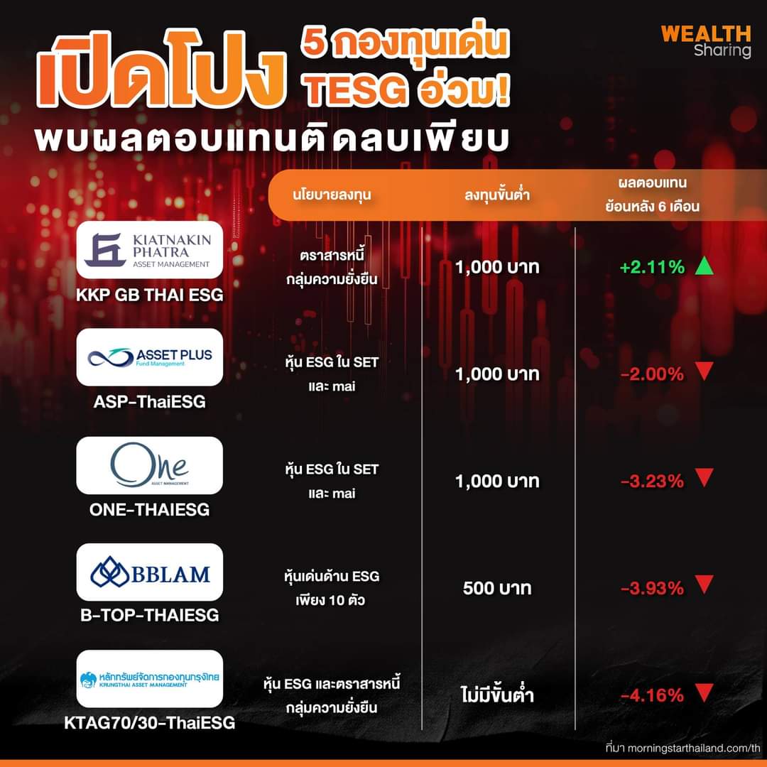เปิด5กองทุนTESGผลตอบแทนติดลบอ่วม