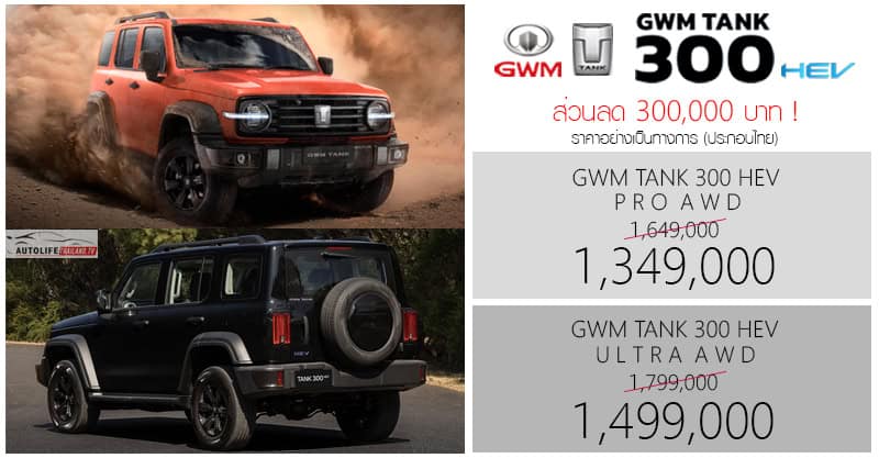 ไม่เล่นสงครามราคา... TANK 300 ลด 300,000 บาท / TANK 500 ลด 200,000 บาท